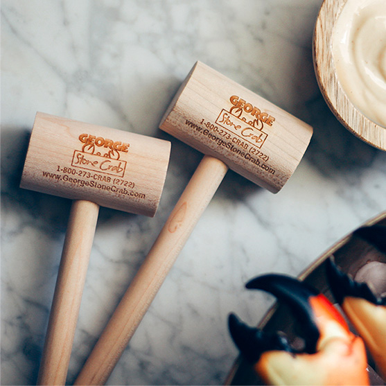 Wood Crab Mallet Helps Open Fresh Crab | George Stone Crab